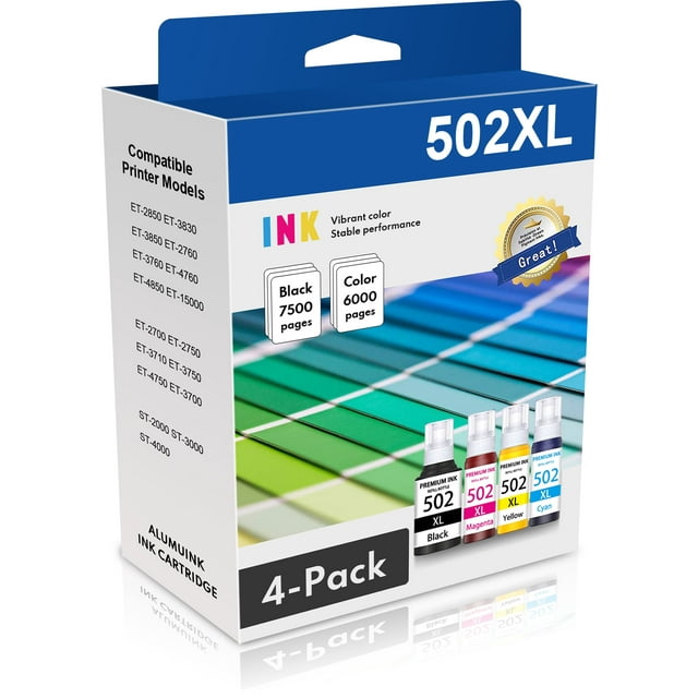 T502 502 Ink Refill Bottles High Capacity Replacement for Epson ET-2750 ...