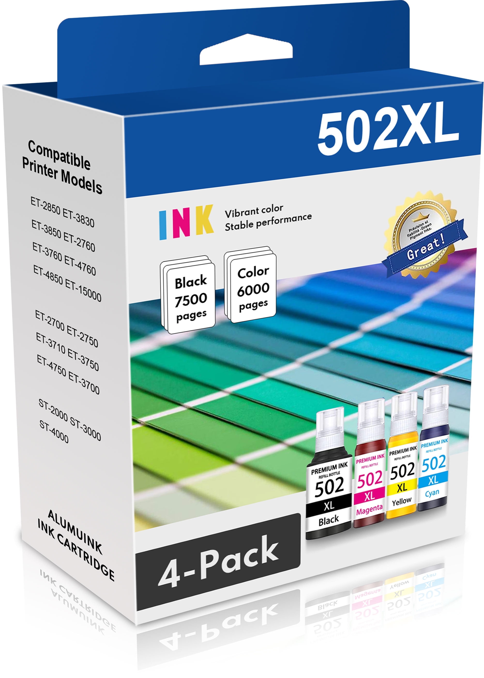 T502 502 Ink Refill Bottles High Capacity Replacement for Epson ET-2750 ...