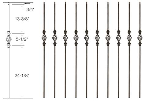 T62 - Iron Balusters - Single Basket with Knuckles - Hollow - 44" Tall ...