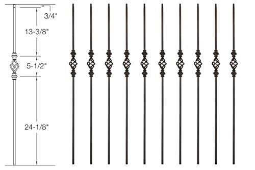 T62 - Iron Balusters - Single Basket with Knuckles - Hollow - 44" Tall ...