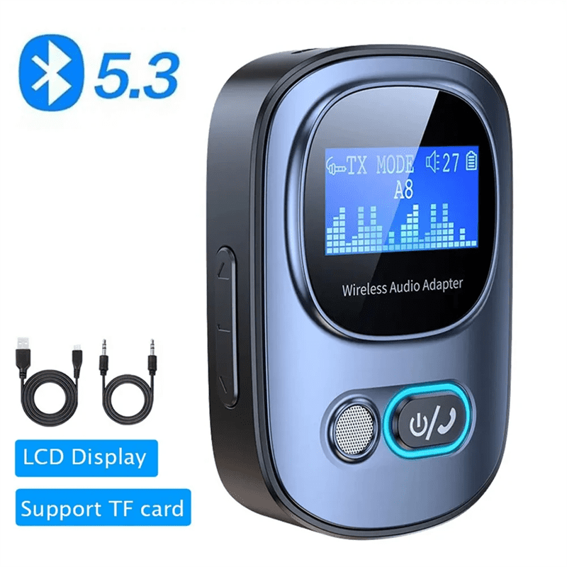 T68 LED Digital Display Bluetooth 5.3 Transmitter/Receiver 2-in-1 Audio Adapter Multifunctional ...