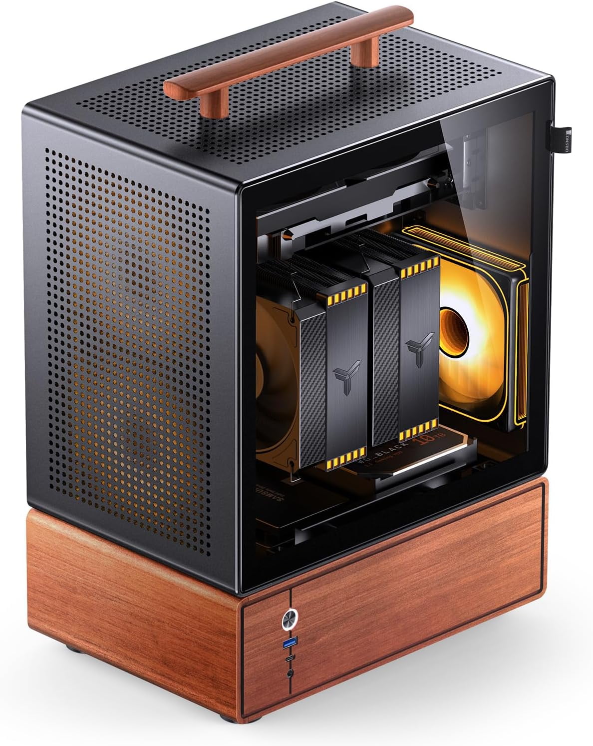 T7 Black Micro ATX PC Case, Aluminum Chassis, with Multifunctional ...