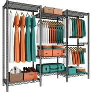 "Ulif E4 White Wire Garment Rack, Closet Organizer with 8 Shelves & 4 ...