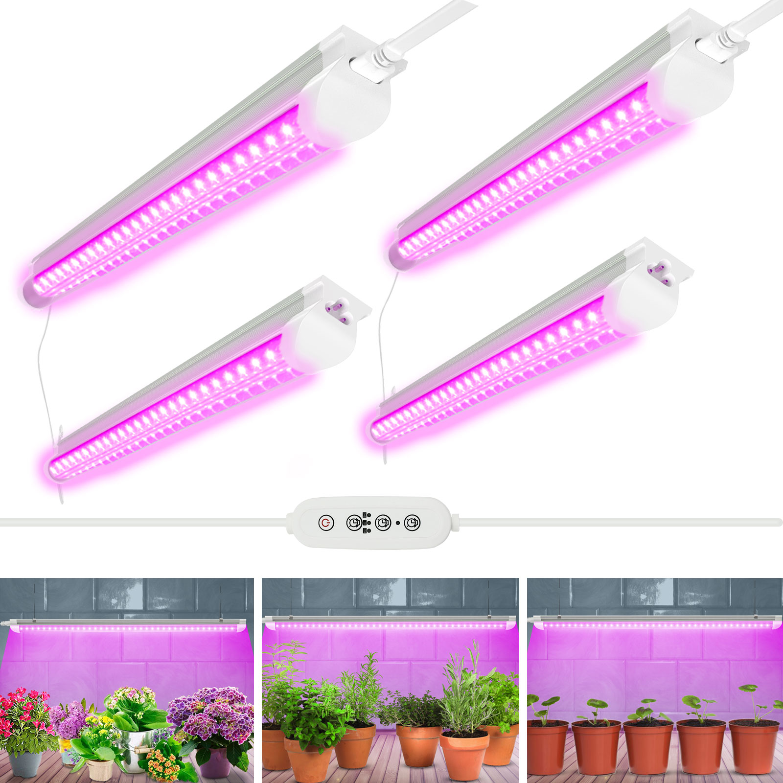 27W T8 3FT LED Grow Light For plant With On/Off Switch 3-Timing modes ...