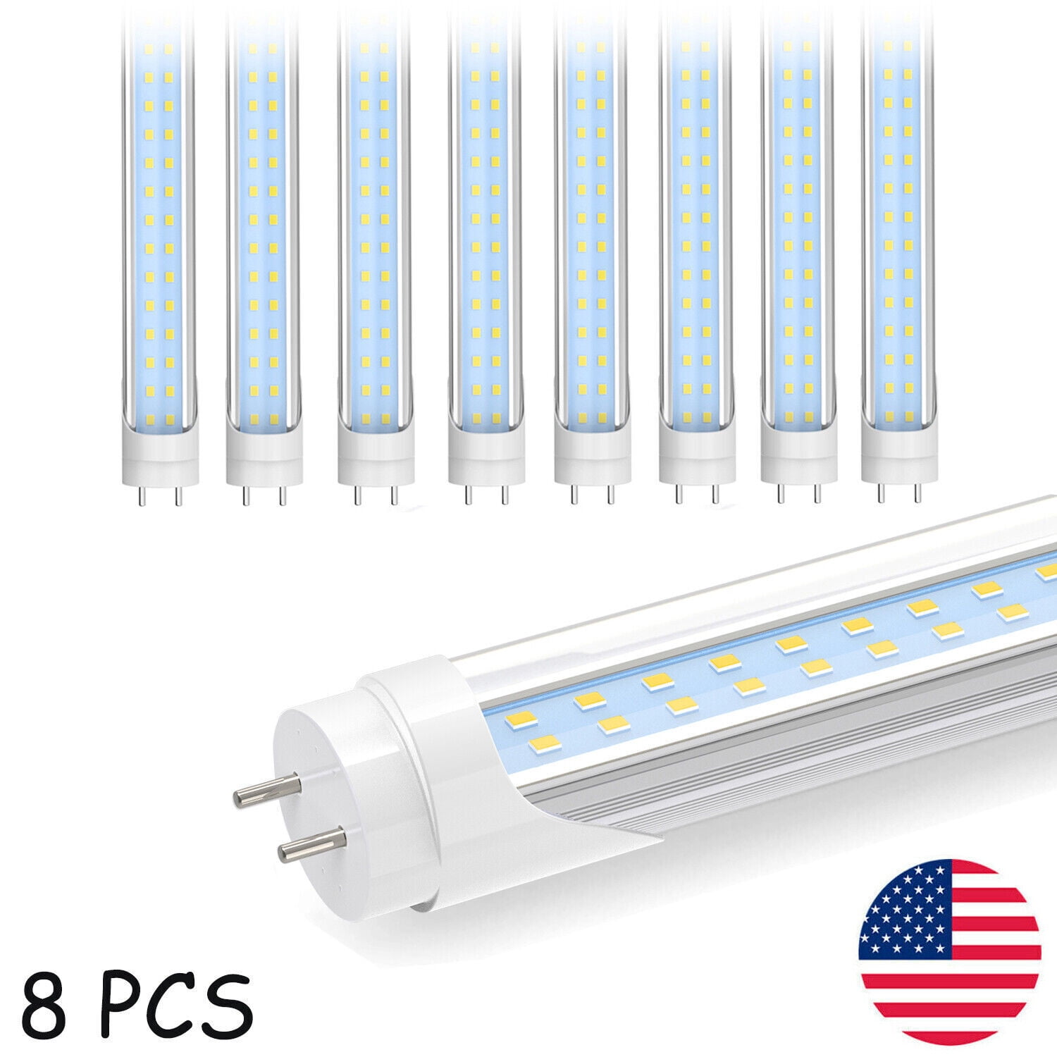 T8 4FT LED Tube Light Bulbs 28W Double Row,6000K Cool White LED Shop ...