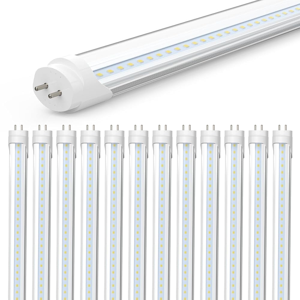 T8 4ft LED Light Bulbs 22W Fluorescent Tube, 5000K Daylight, 2400 ...