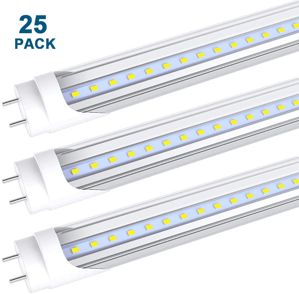 T8 4ft LED Light Bulbs 22W Fluorescent Tube,6000K Cool White,Clear,25 ...