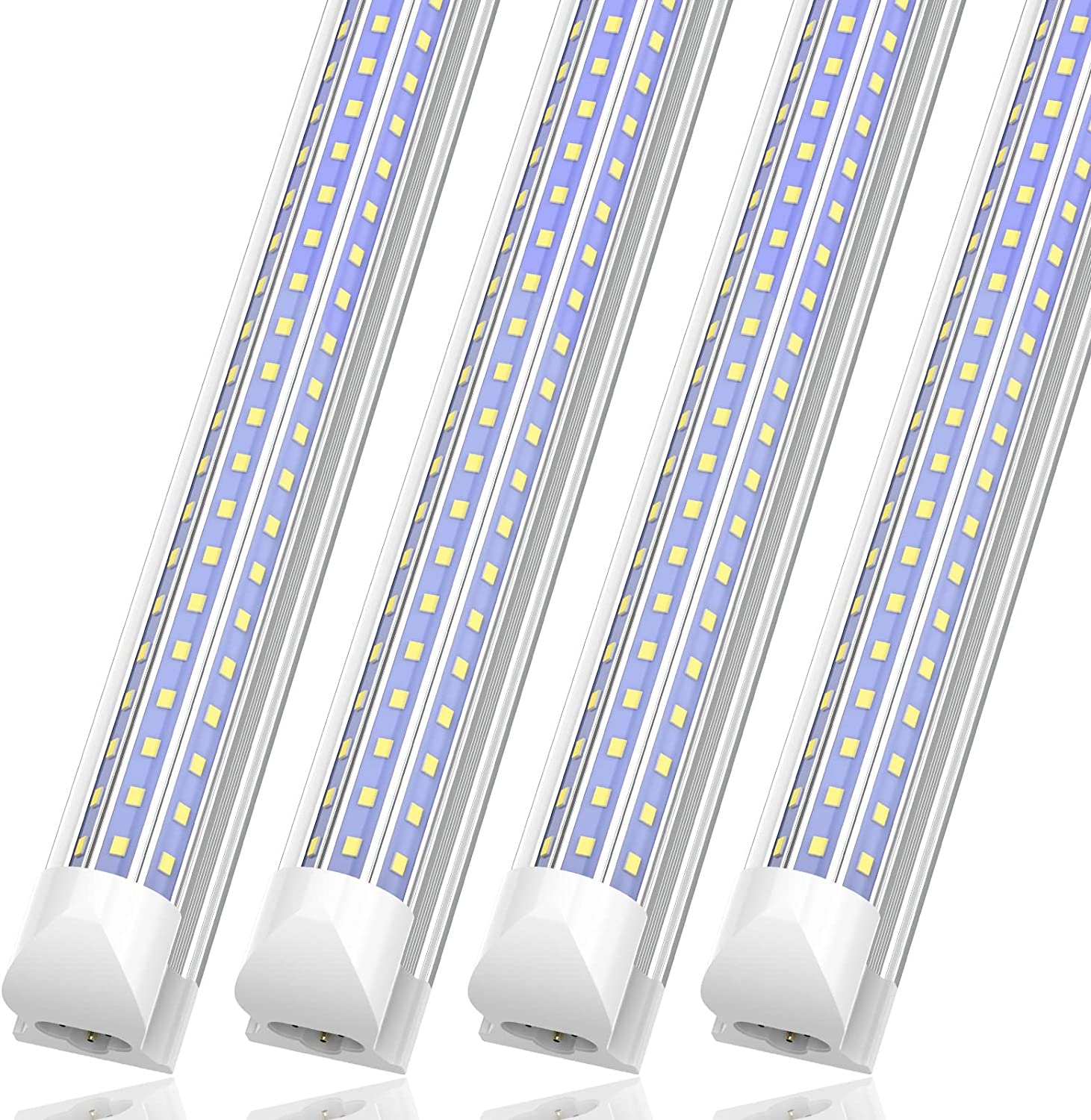 V Shape T8 8ft LED Shop Light Fixture Linkable, 72w 6000K White, 4-Pack ...