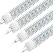 V Shape T8 8ft LED Shop Light Fixture Linkable, 72w 6000K White, 4-Pack ...