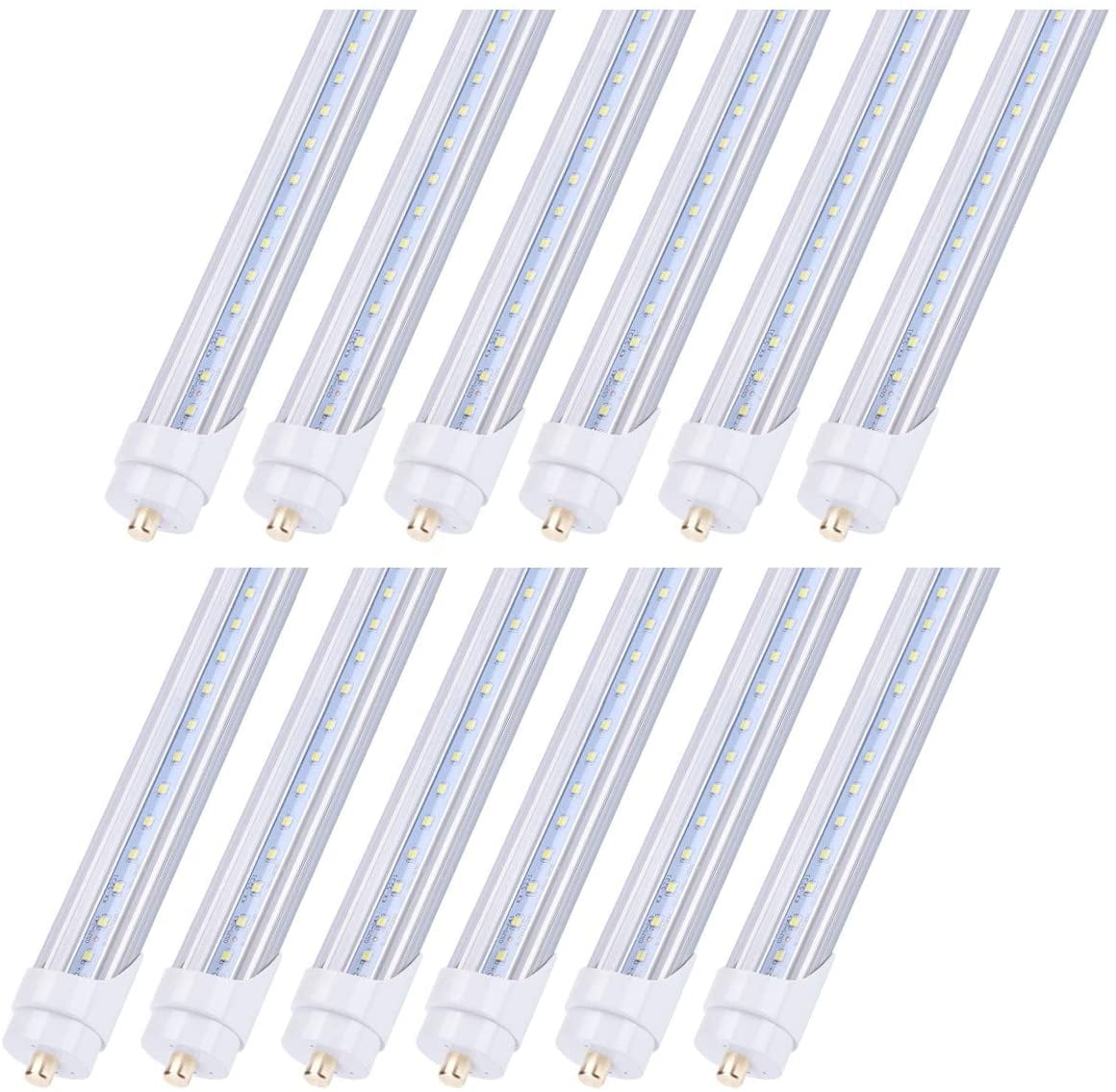 T8 8ft Led Light Tube 6000k 45W Single Pin Clear Dual-Ended Power 12Pack - Walmart.com