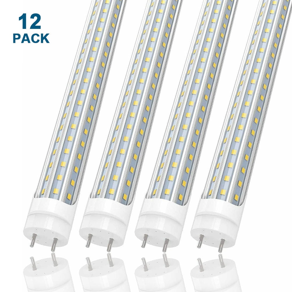 T8 D Shape 4ft LED Tube Light Bulbs, 60W 6000K, Dual-end Powered, 12 ...