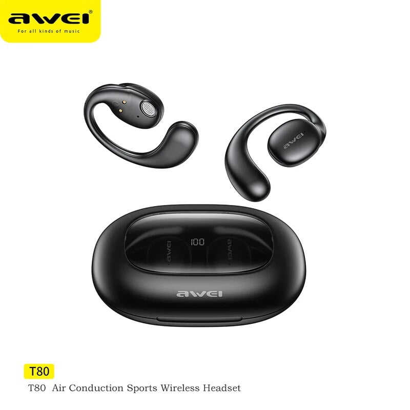 T80 Earhook Air Conduction Bluetooth Earphones V5.3 Wireless Headphones ...