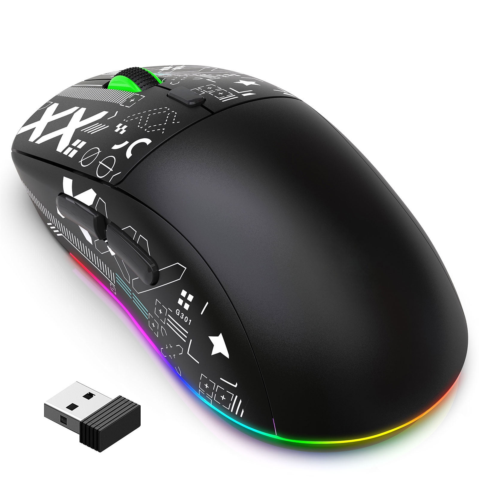 T90 2.4G Wireless Mechanical Mouse RGB Gaming Mouse Ergonomic Design 10 ...