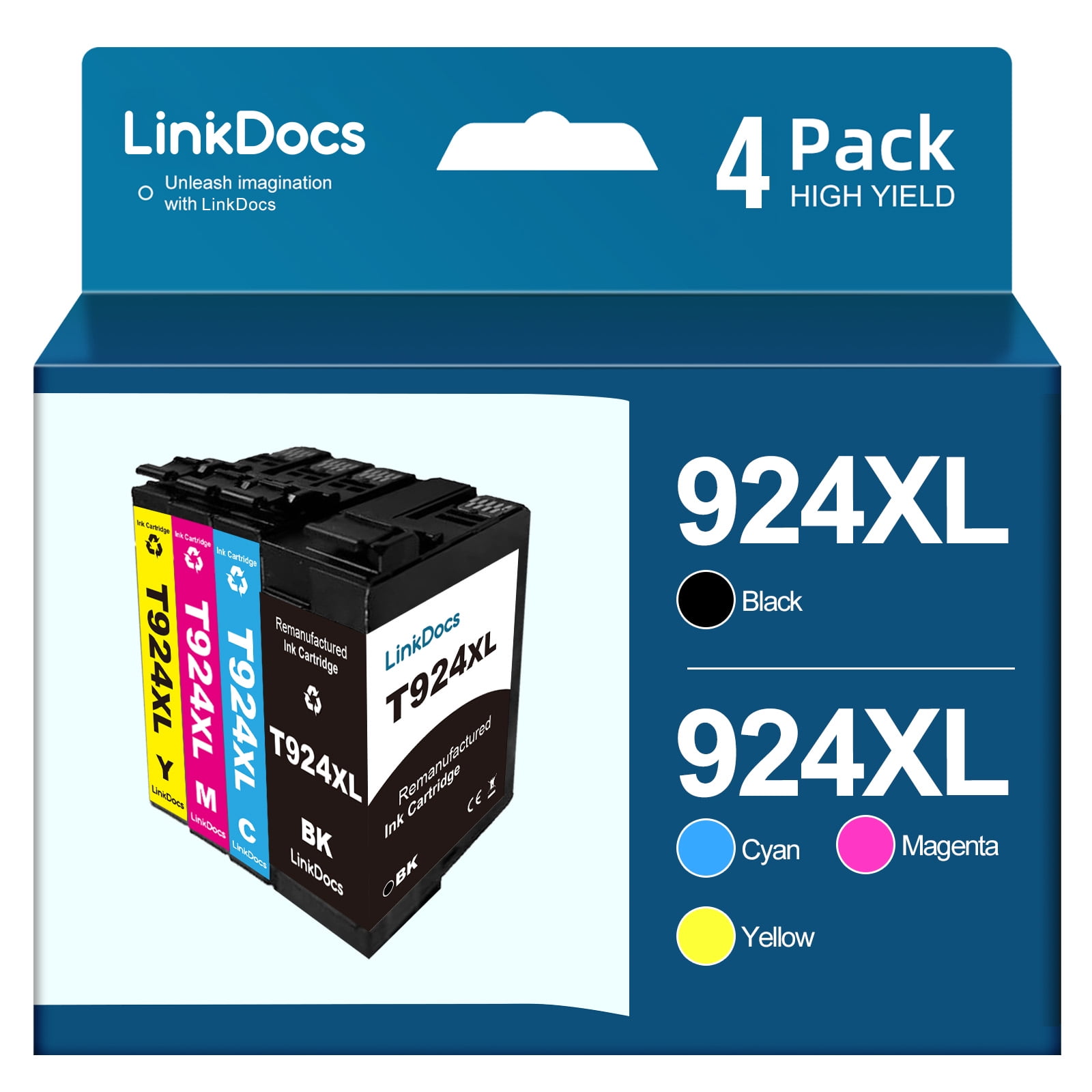 LinkDocs T924xl Ink Cartridges for Epson WF-C4310 & WF-C4810 (Black ...