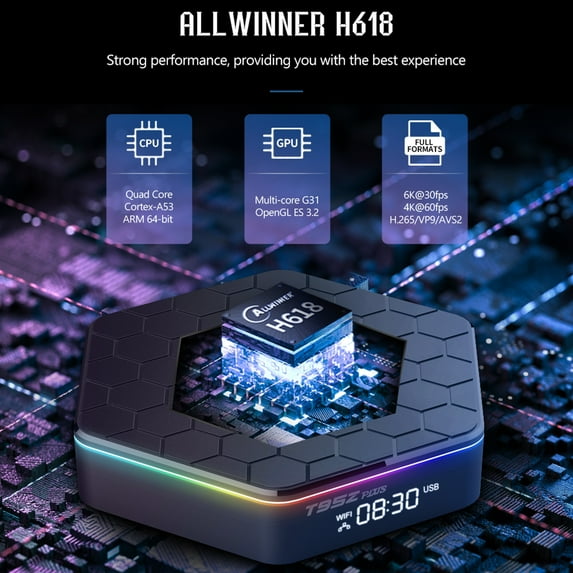 T95Z Plus Android TV Box, 4K 6K Decoding, Dual Band WiFi6, BT0, Remote ...