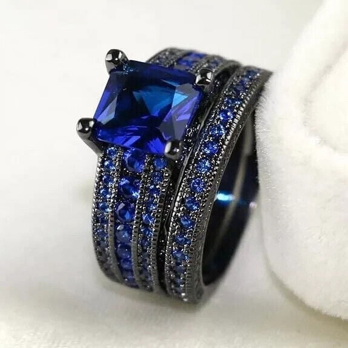 TAAPSEE JEWELS Bridal Wedding Ring Set in Princess Cut Lab Created ...