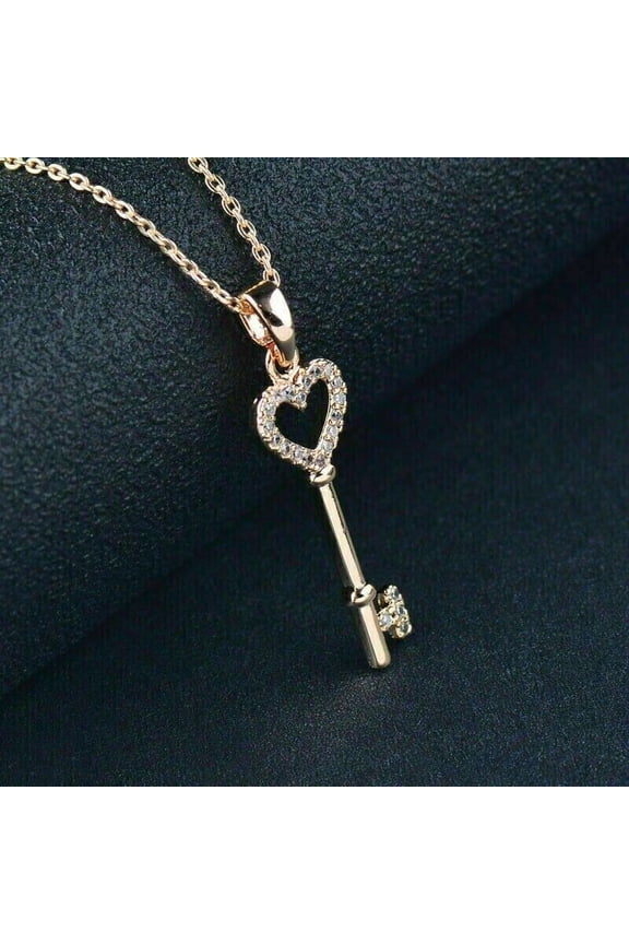 Heart Key Necklace Gold