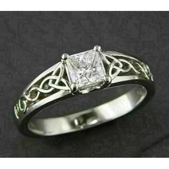 TAAPSEE JEWELS Princess Cut Cubic Zirconia Solitaire Engagement Ring ...