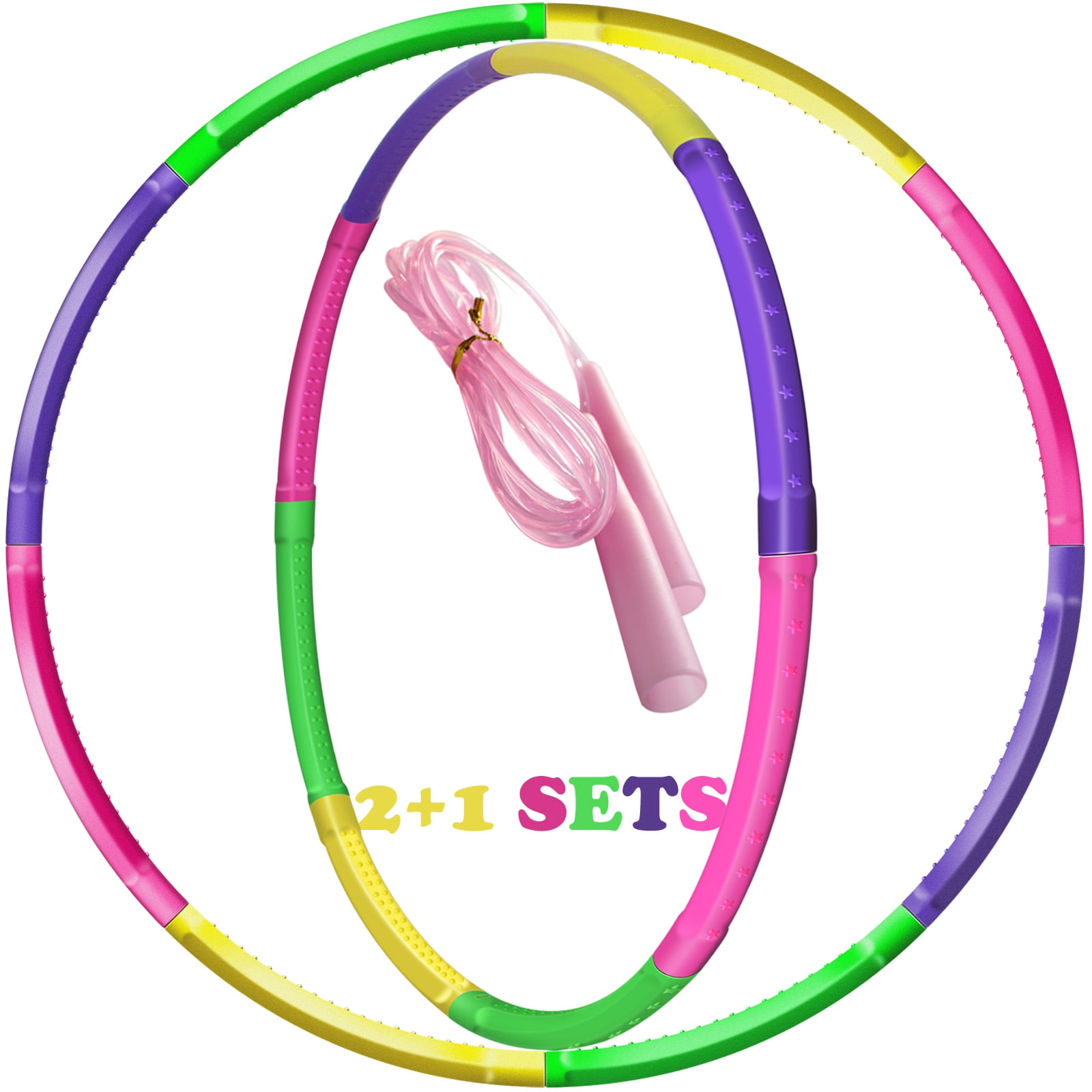 TABGIME 2 Set Kids Exercise Hoops W/Jump Rope, Detachable 3-12 Child ...