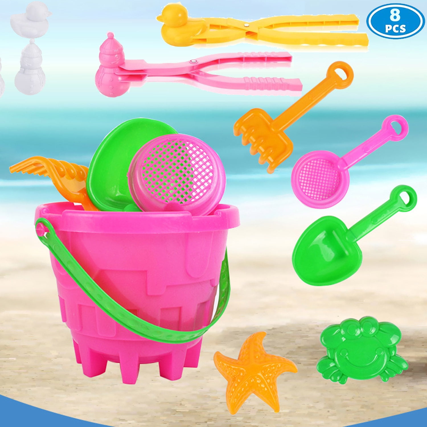 TABGIME 8PCS Kids Castle Bucket Sand Mold Bench Set to Play Sand, Ideal ...