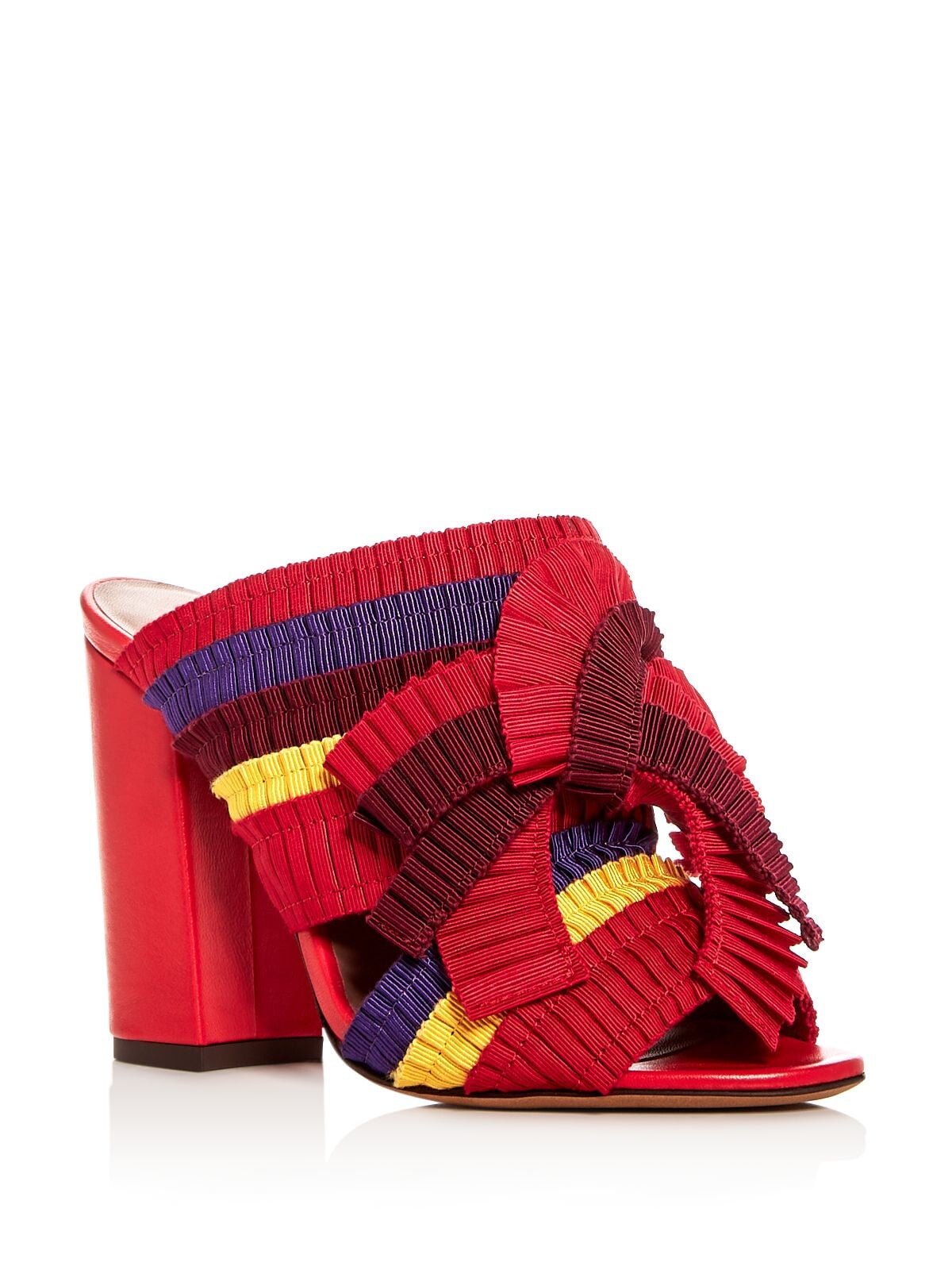 TABITHA SIMMONS Womens Red Colorblock Pleated Bow Accent Beau Peep Toe ...