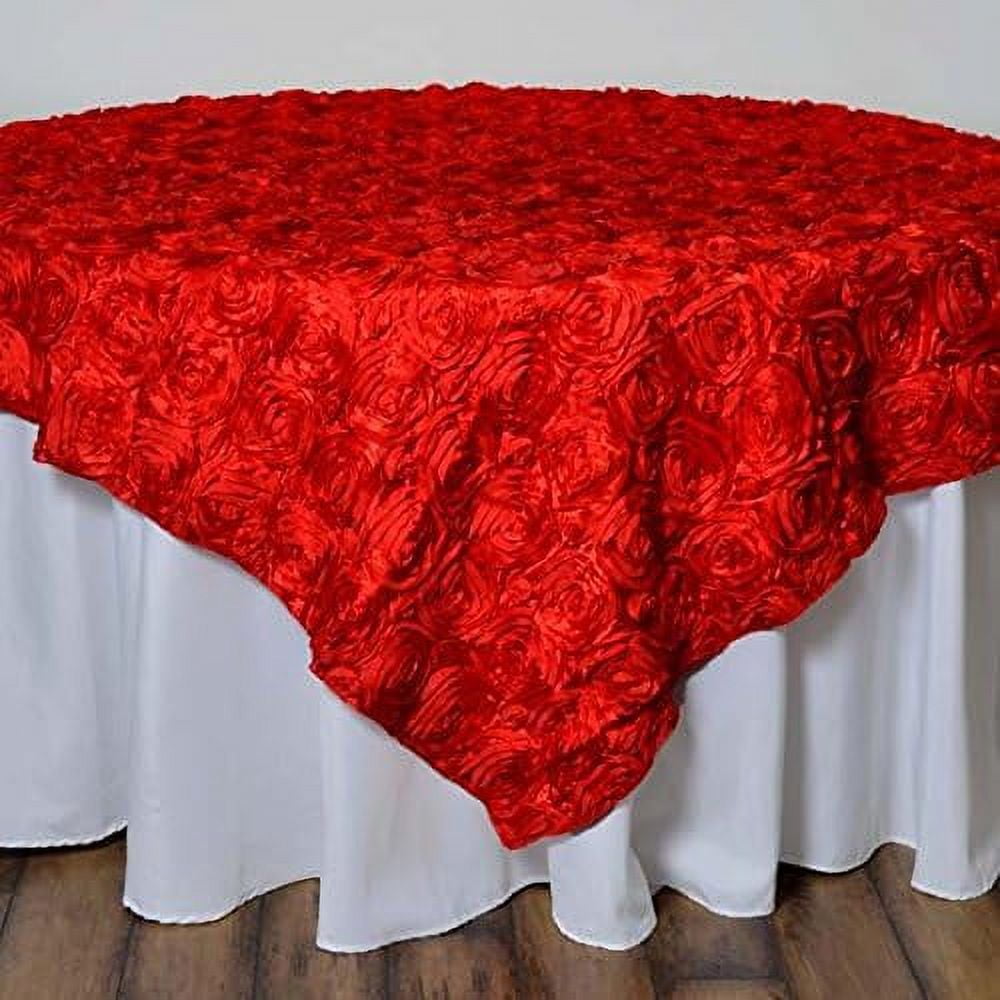 TABLECLOTHSFACTORY Wonderland Rosette Table Overlay 72"X72" - Red ...