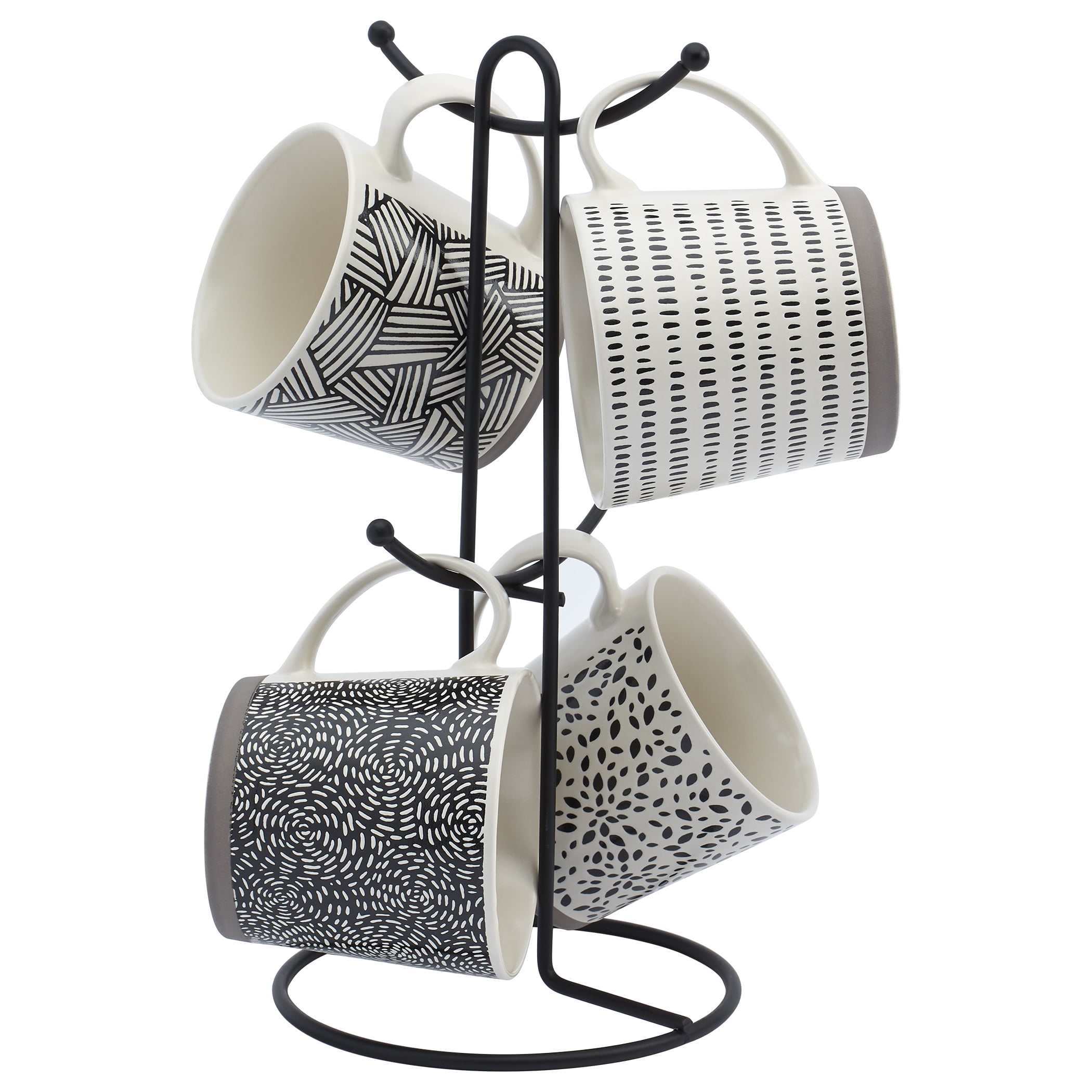 TABLETOPS UNLIMITED Tabletops Avenue Assorted Black/ White 5-piece Mug ...