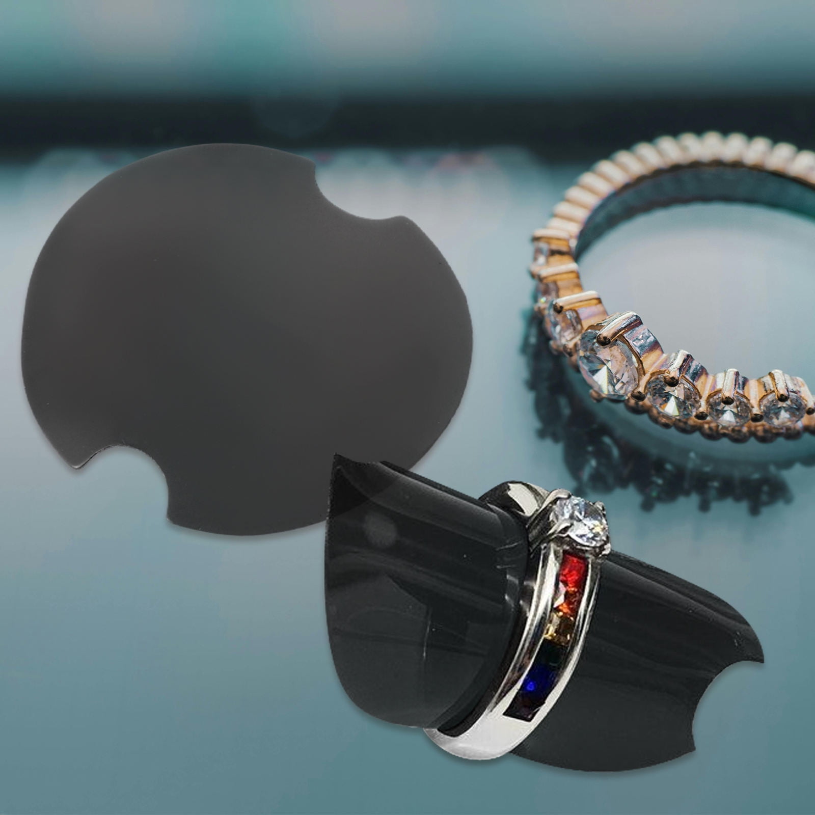 TABLETREANDS 100Pcs Round Black Plastic Ring Holder Display for Jewelry ...