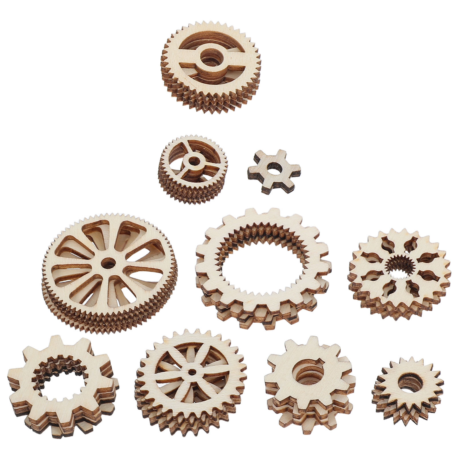 TABLETREANDS 40Pcs Craft Embellishment Wooden Gear Shape for Childrens ...