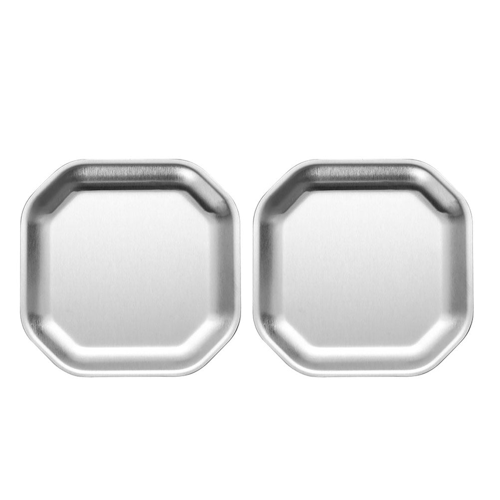TABLETREANDS Kitchen Appetizer Dish Silver Home Use 2Set 4.7x4.7x0.1in ...