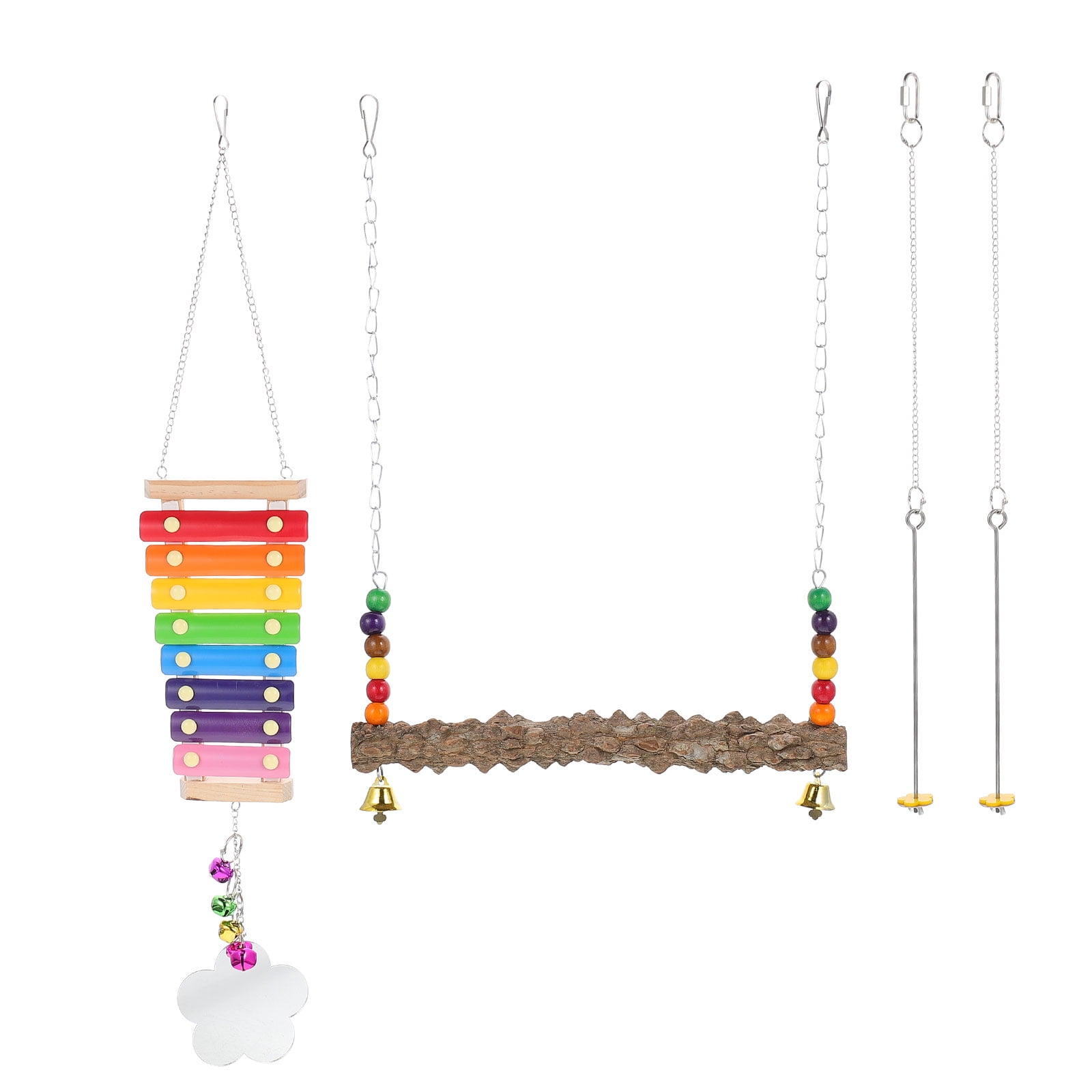 TABLETREANDS Parrot Swing Toys Assorted Color Wood Iron 1Set 24.8X4.9X1 ...