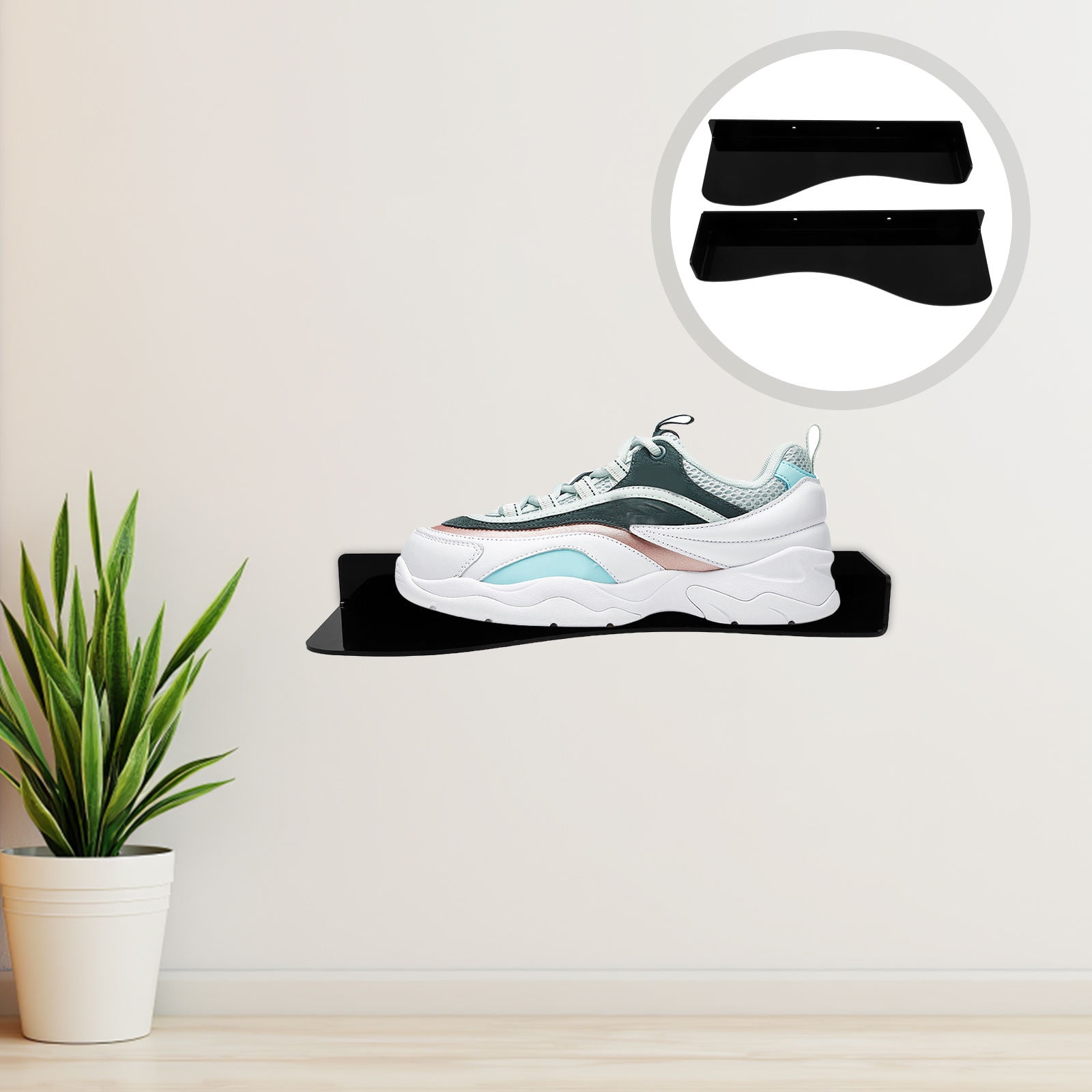 TABLZONE Floating Shoe Storage Holder Black Acrylic 1 Pair for Fan Gear ...