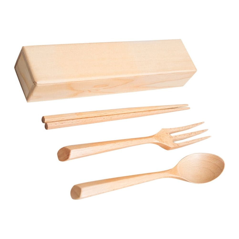 TABLZONE Portable Wooden Tableware Set with Carrying Case, Assorted ...