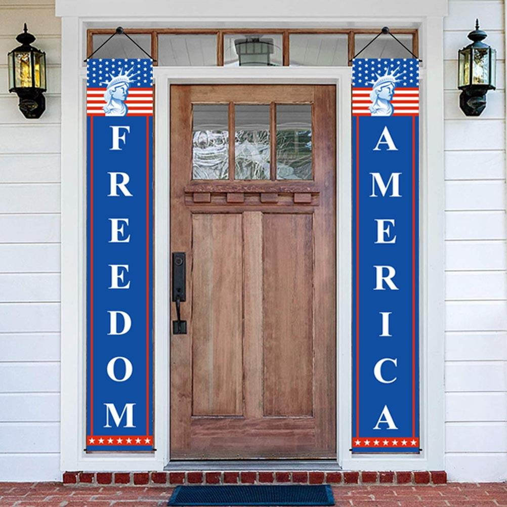 TABLZONE 1 Set Fourth of July Porch Sign Oxford Cloth Decoration for Independence Day and ...