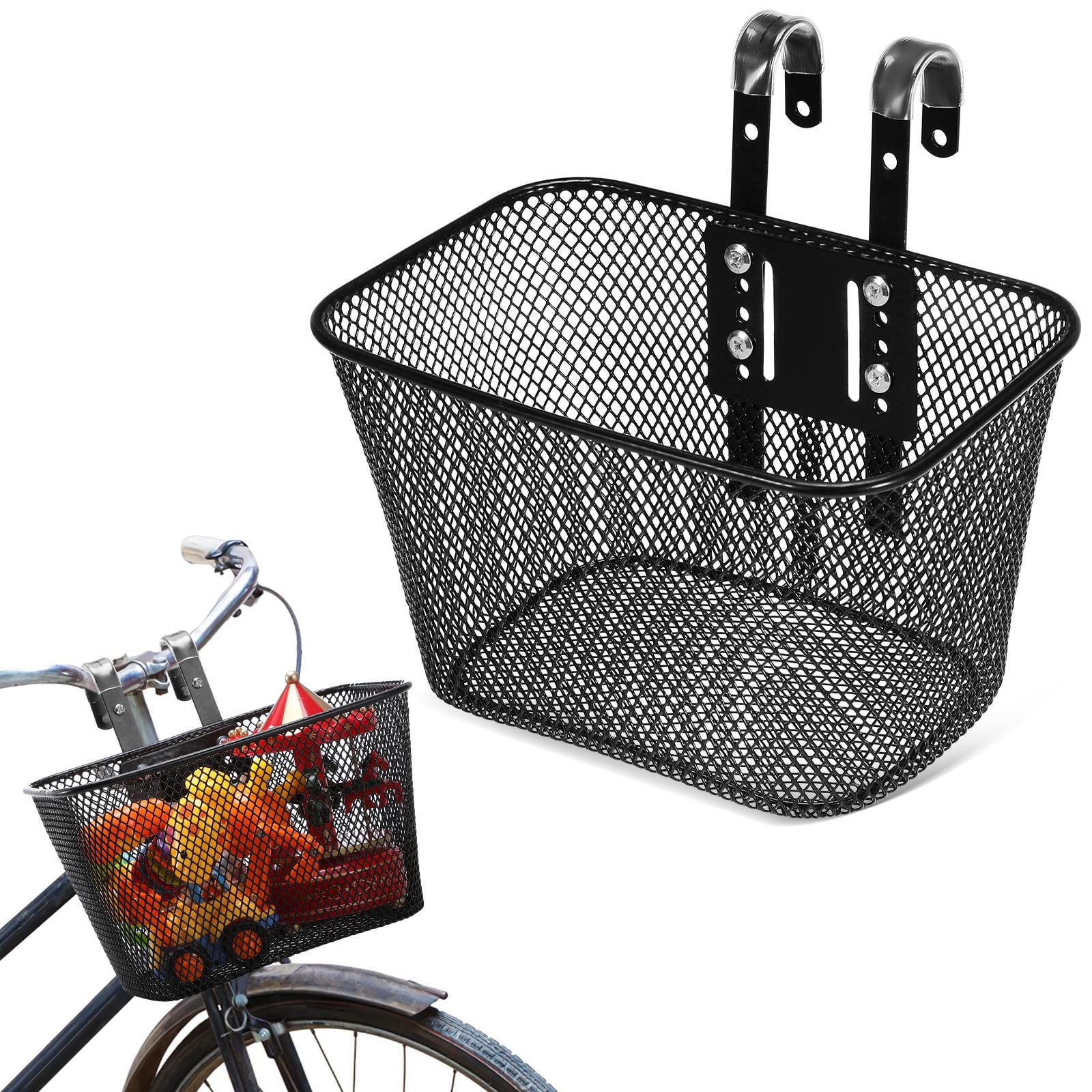 TABLZONE Front Frame Basket Bicycle Basket Black Iron 1 Set - Walmart.com
