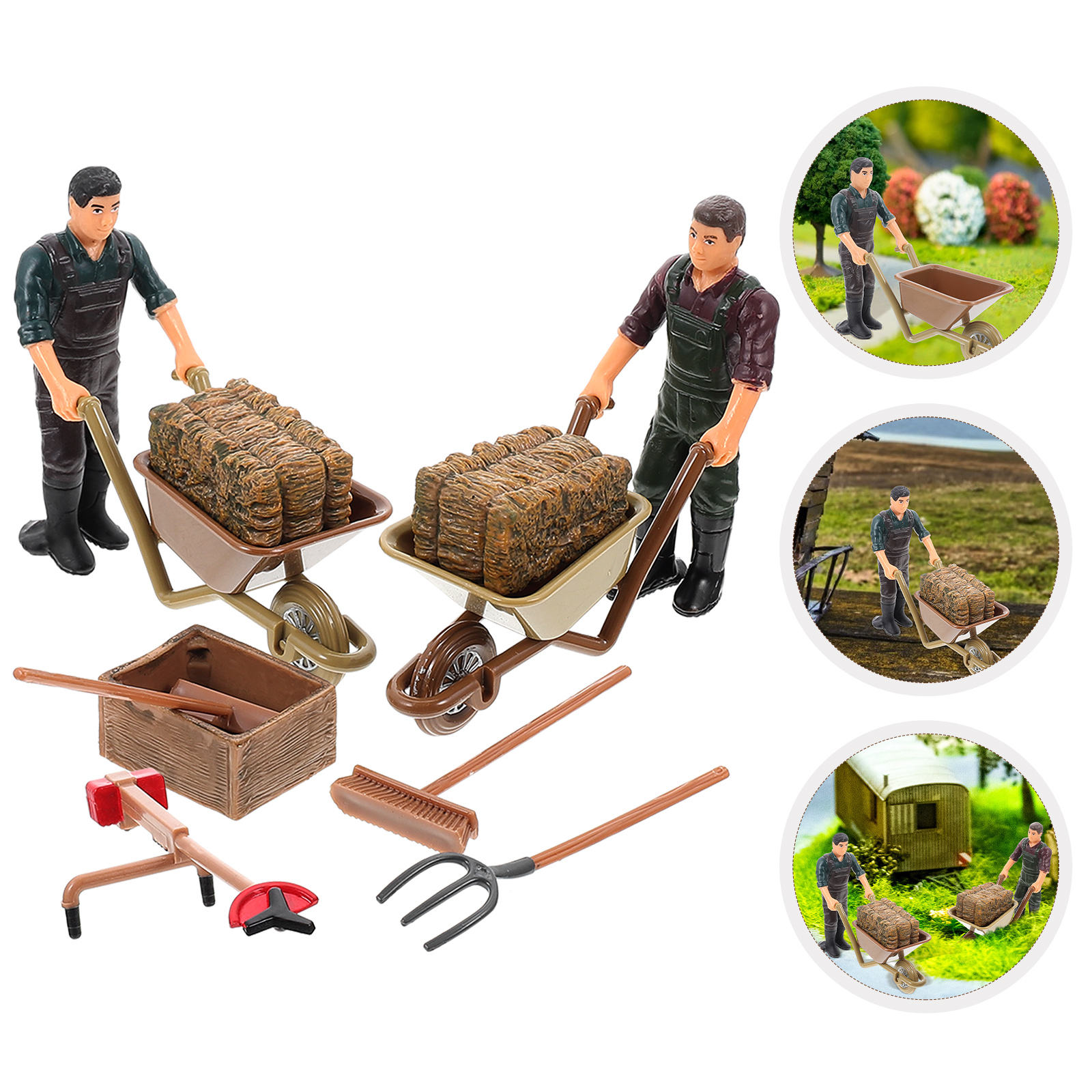 TABLZONE Miniature Farm Tools Farmer Statue Plastic Decorative ...