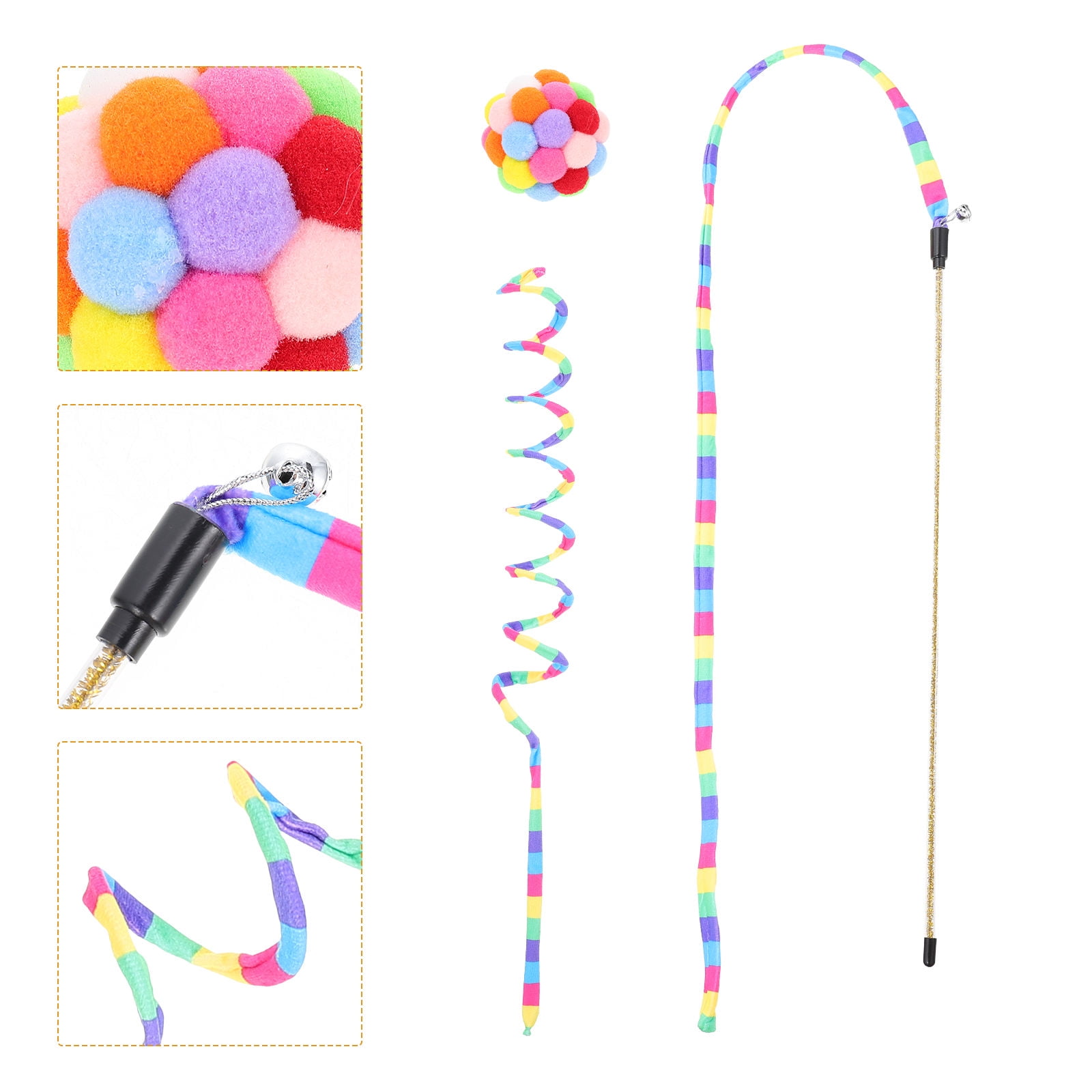 TABLZONE Kitten Teasing Rod Assorted Color Safe Durable Pet Biting ...