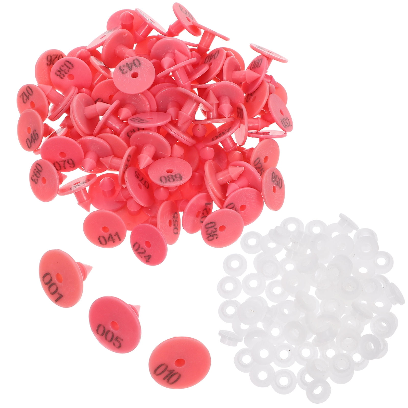 TABLZONE 100Pcs Durable Pink Ear Tags for Rabbits Foxes and Dogs Easy ...