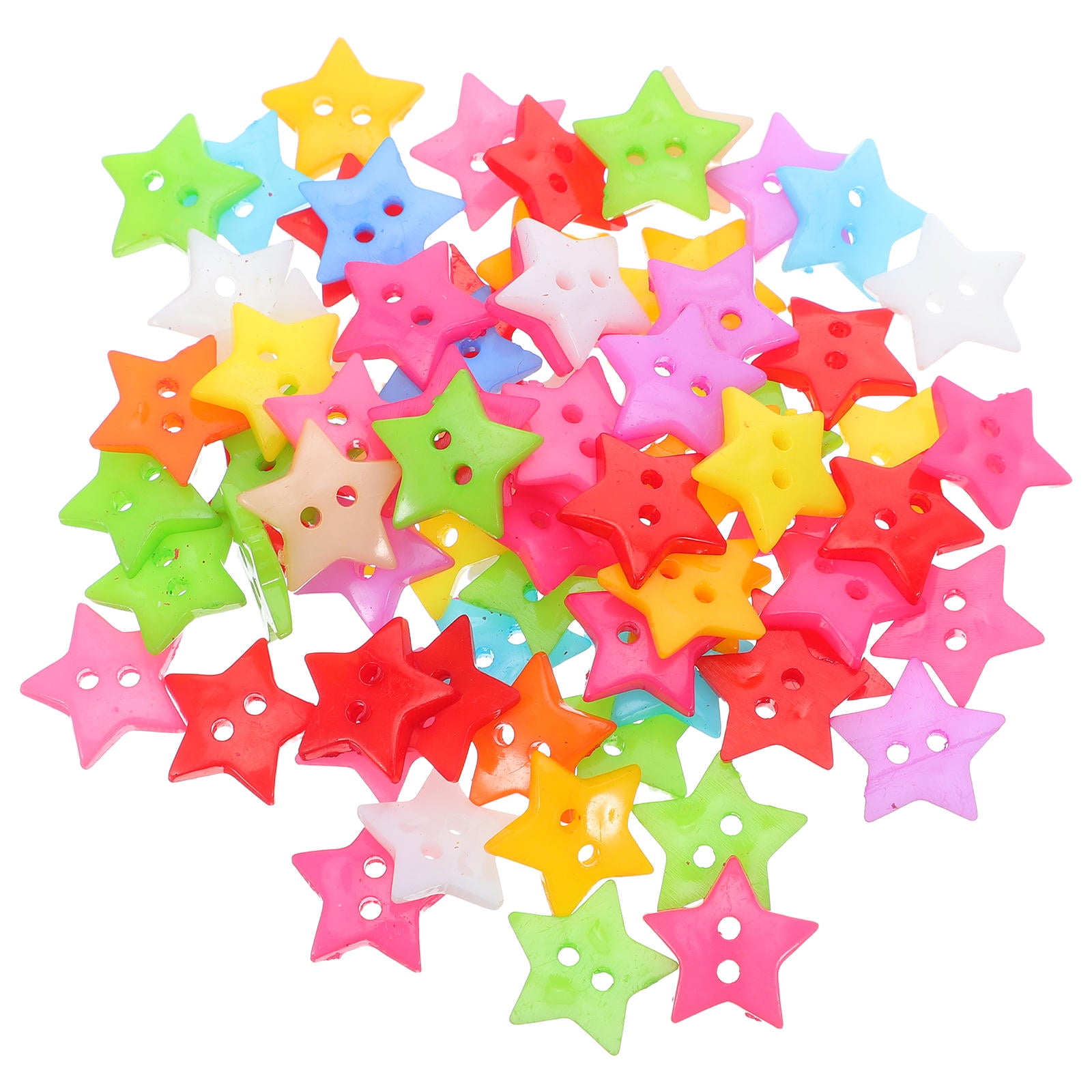 TABLZONE Plastic Star Buttons Assorted Colors for DIY Crafting 100Pcs ...