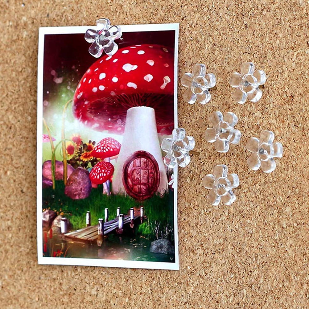 TABLZONE 100Pcs Transparent Push Pins for Wall Replaceable Office Cork ...