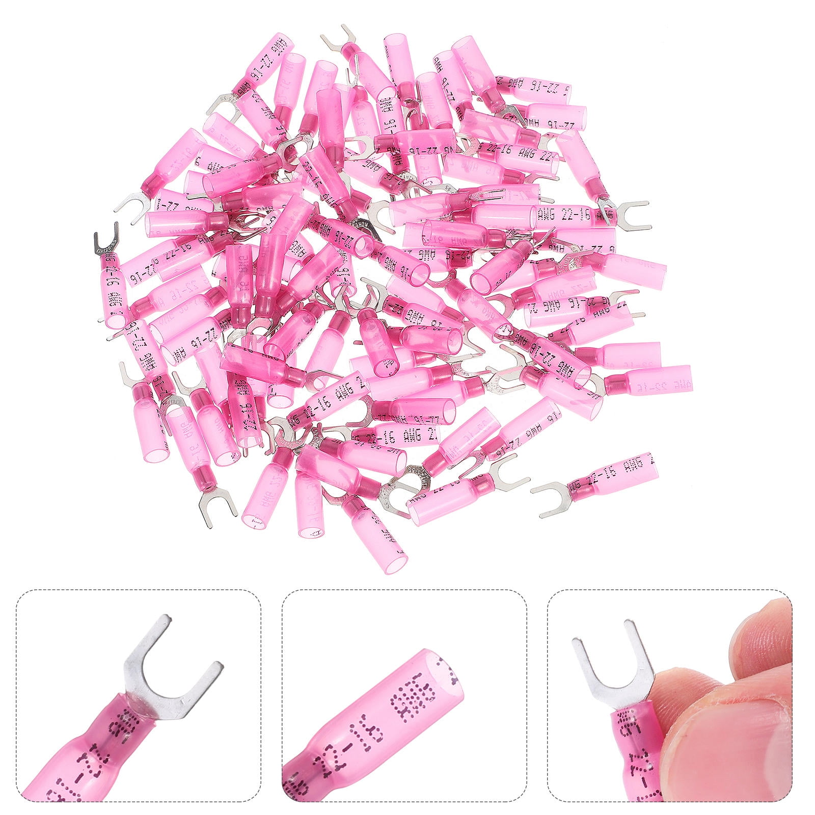 TABLZONE Pink Waterproof Fork Terminal Connectors Copper Plastic ...