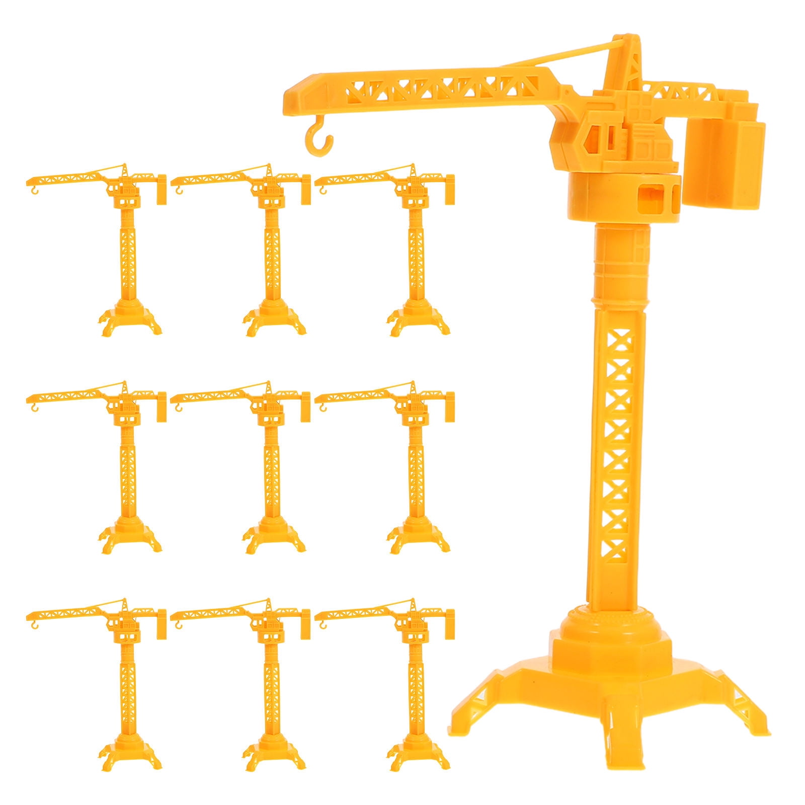 TABLZONE 10PCS Heavy Crane Truck Model Yellow Plastic Manual Lift ...