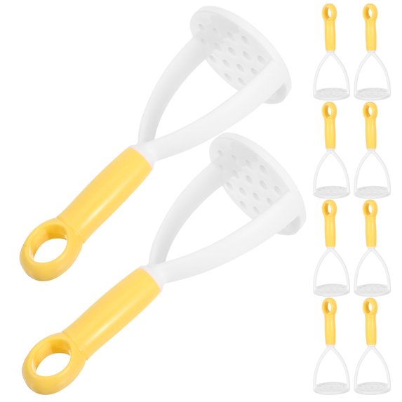TABLZONE Set of 10 Yellow Plastic Potato Mashers, Handheld Food Mashing ...