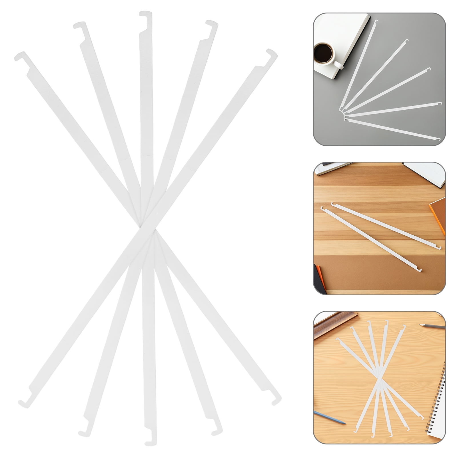 TABLZONE 10Pcs White Metal File Suspension Rods for Office Desk Filing ...