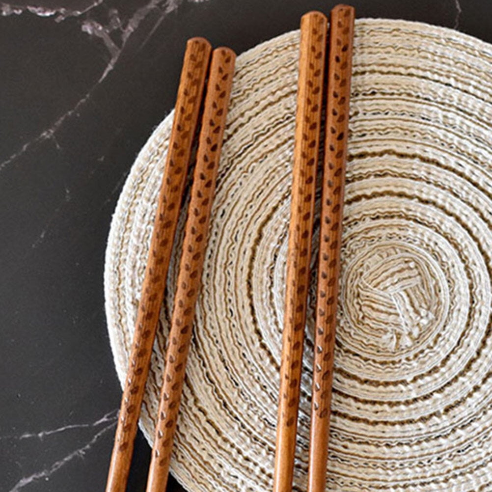 TABLZONE Natural Hardwood Chopsticks with Grain Pattern, 10 Pairs, and ...