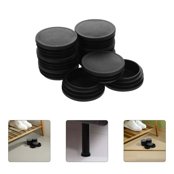 TABLZONE Anti-Slip Chair Foot Caps Black Plastic for Stable Furniture ...