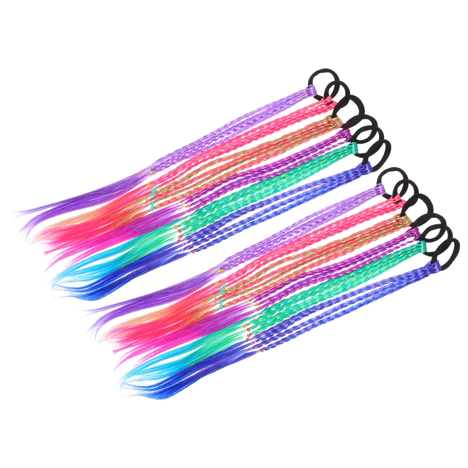 TABLZONE 12Pcs Colorful Hair Extension Braided Ponytail for Girls ...