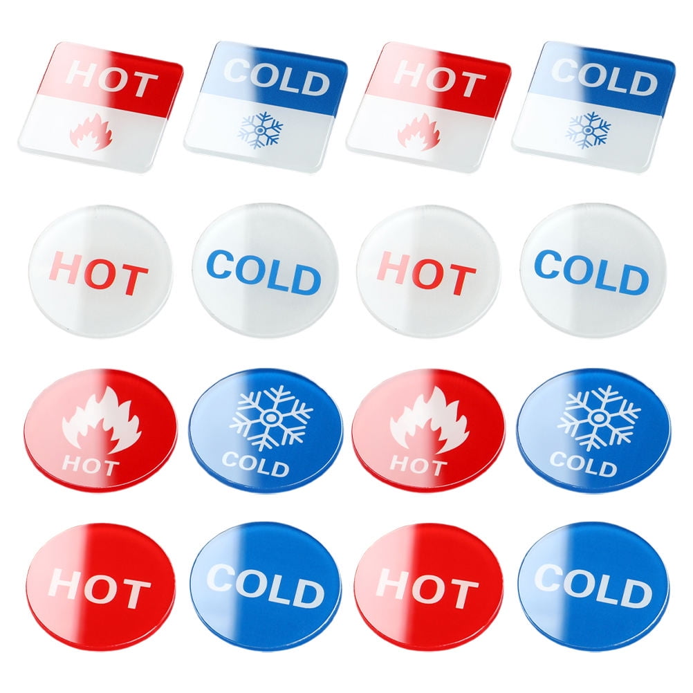 TABLZONE Hot and Cold Sink Labels, 16pcs Round Acrylic Sticker Signs in ...
