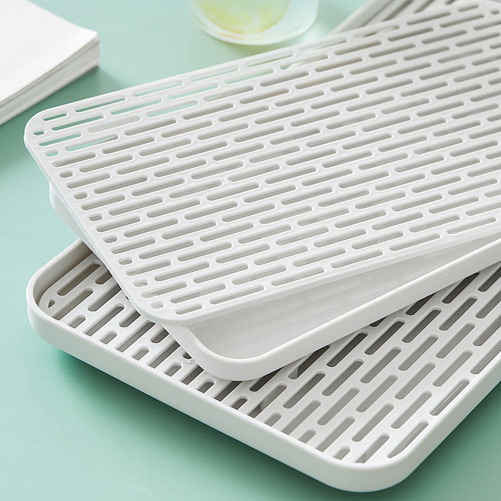 TABLZONE Plastic Draining Tray, Double-Layer, White, for Kitchen, Fruit ...