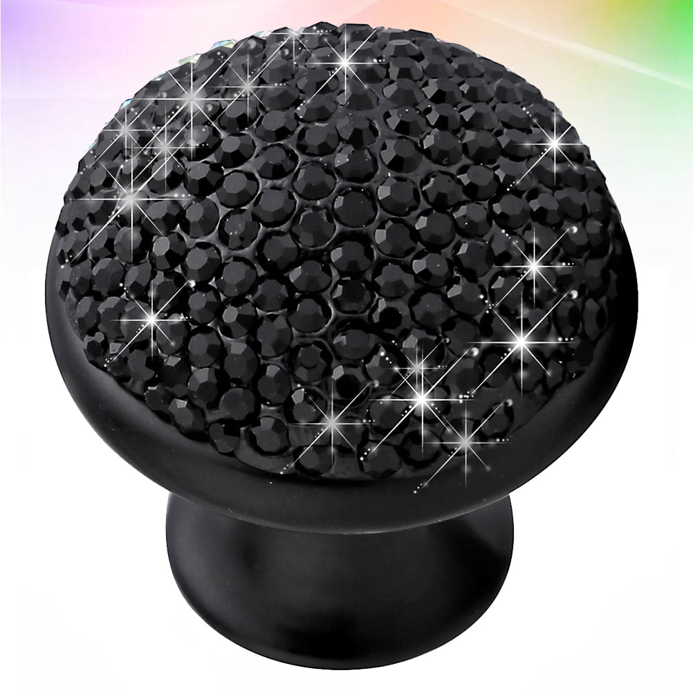 TABLZONE Black Rhinestone Mushroom Shaped Alloy Pull Handle for Kitchen ...